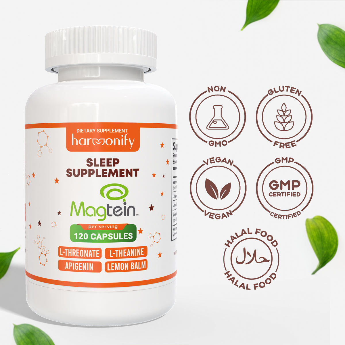 HARMONIFY Magtein Magnesium L Threonate Supplement with L Theanine, Le